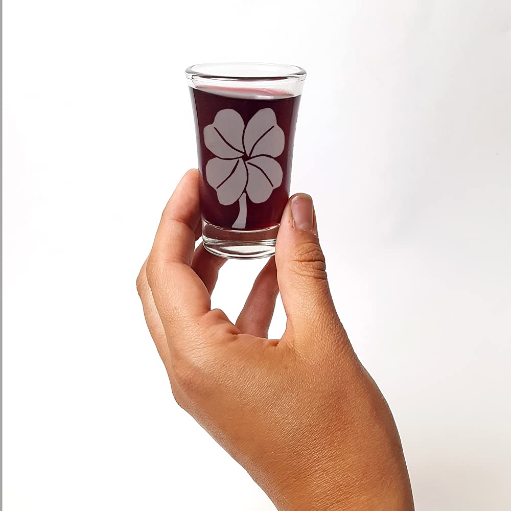Four Leaf Clover 1.5oz Shot Glass - Free Personalized Engraving
