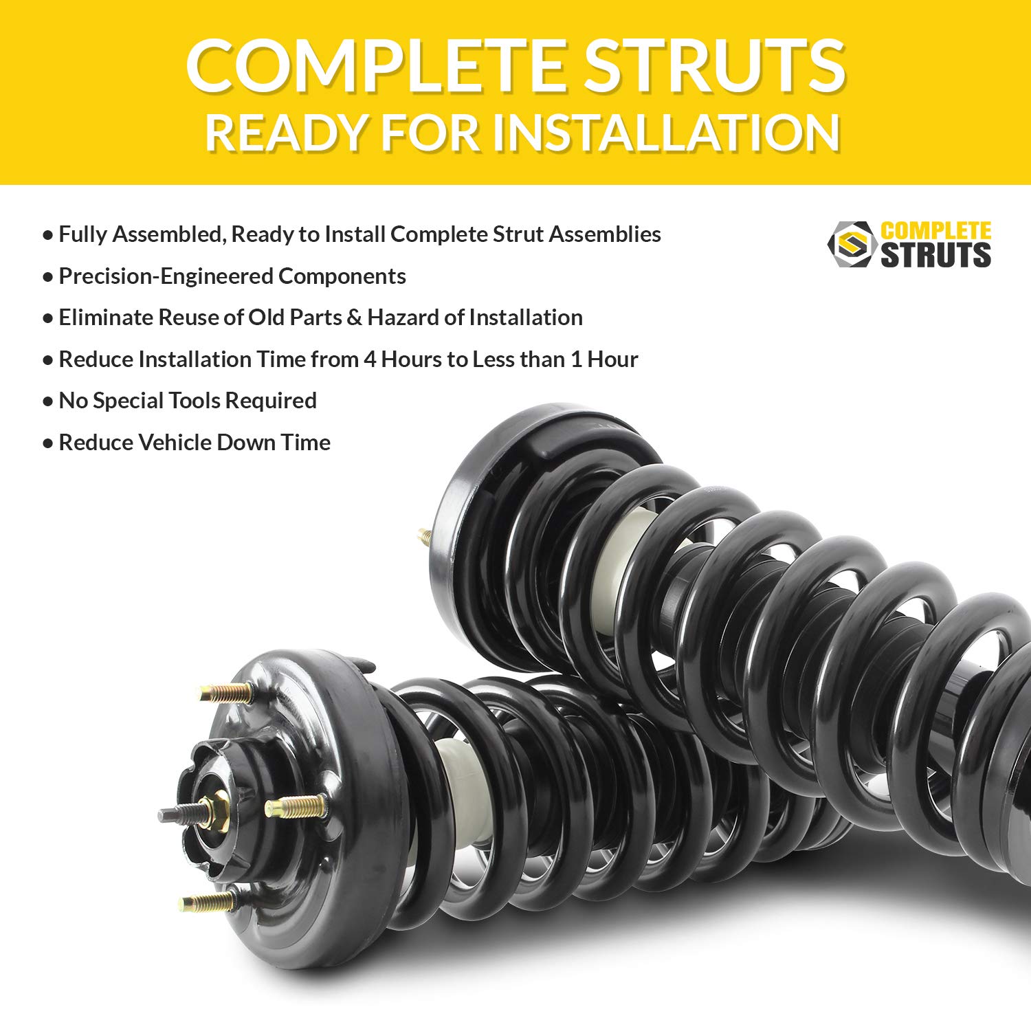 COMPLETESTRUTS - Front Complete Strut Assemblies with Coil Springs and Rear Shock Absorbers Replacement for 2007-2010 Ford Edge - Set of 4