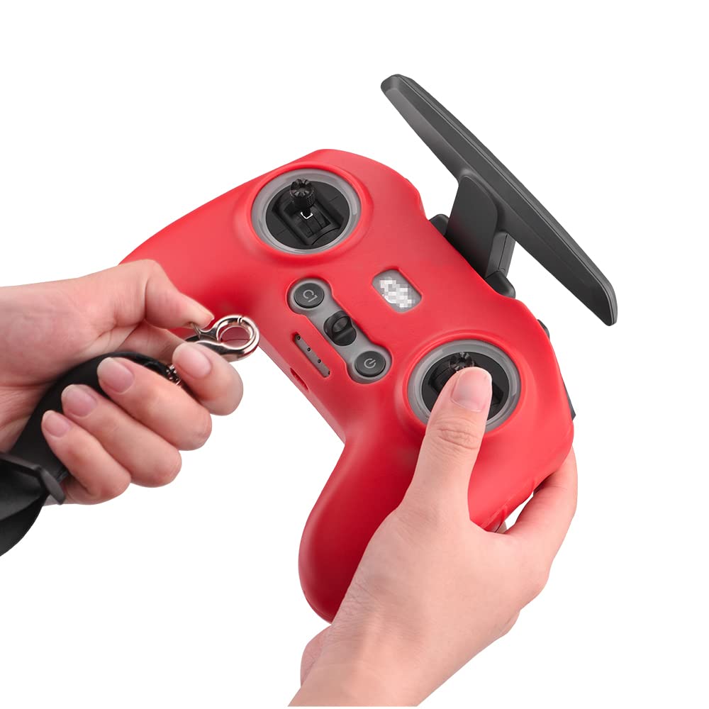 Drone Remote Control Game Silicone Sleeve, Through the Machine Handle Protective Cover Strap Remote Controller Joystick, Suitable for DJI Avata/FPV Combo Accessories (Black + Black Lanyard)