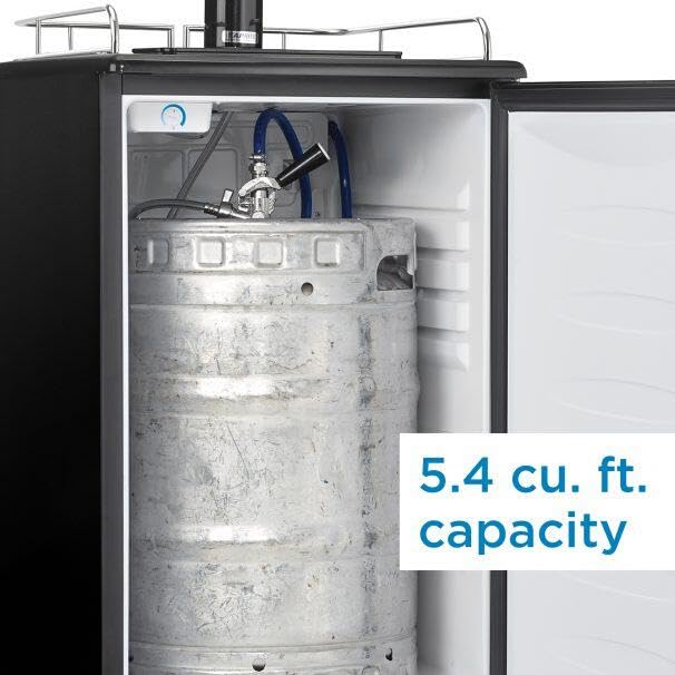 Danby DKC054A1BSLDB 5.4 Cu.Ft. Kegerator, Auto Defrost and Mechanical Thermostat, Keg Cooler with Scratch-Resistant Worktop and Reversible Door Hinge, Single Tap, Steel