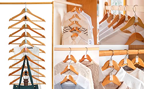 HOLLIHI 60 Pcs Clothes Hanger Connector Hooks,Plastic Cascading Hanger Hooks Extender Clips,Wardrobe Clothing Hangers Connection Hooks for Organizer Closet Cabinet Space Savers Hangers, White