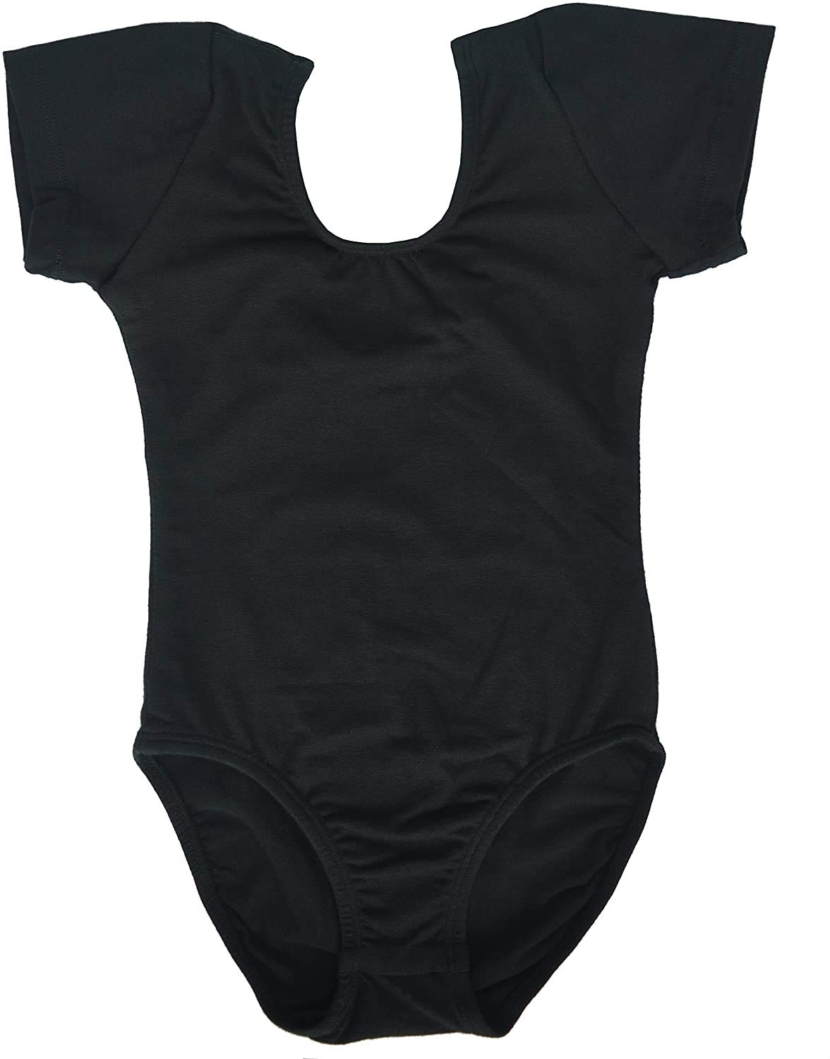 Dancina Black Leotard Short Sleeve Girls Modest Coverage Breathable Ballet Dance Unitard 10Black