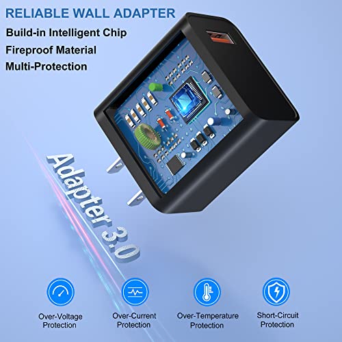 OKRAY 2-Pack Fast Charge 3.0 Adapter 18W Quick Charging Blocks USB Wall Plug Phone Charger Brick Compatible iPhone 14/13/12/11/XR/XS, iPad, AirPods, Samsung Galaxy S21 Note 20/10 Tab, Wireless Charger