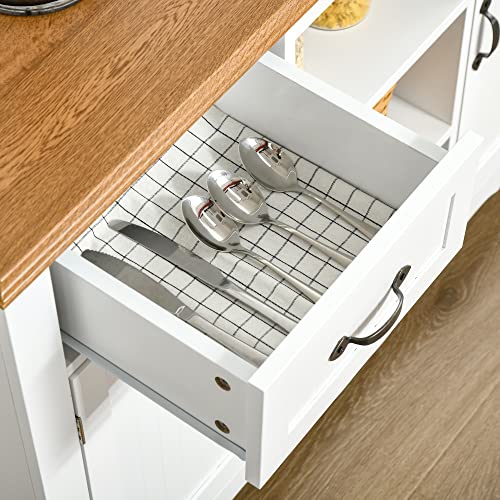 HOMCOM 42" Sideboard Buffet Cabinet, Accent Kitchen Cabinet, Coffee Bar Cabinet with Storage Drawers and Adjustable Shelves for Living Room, White