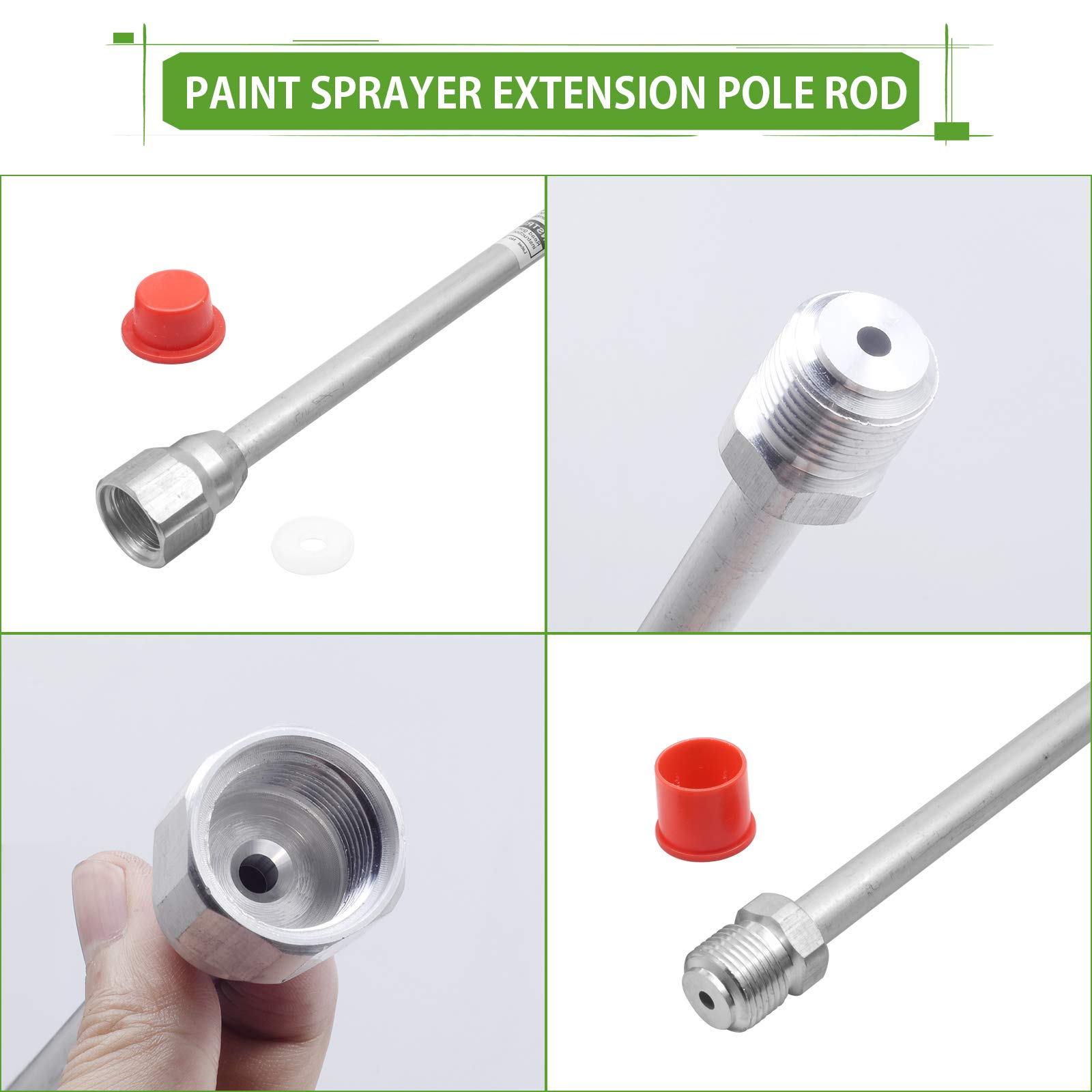 SINYOWOT 40 Inch/100CM Airless Sprayer Gun Tip Extension with Red Guard, Airless Paint Sprayer Spray Gun Tip Extension Pole Rod (2 Pack)