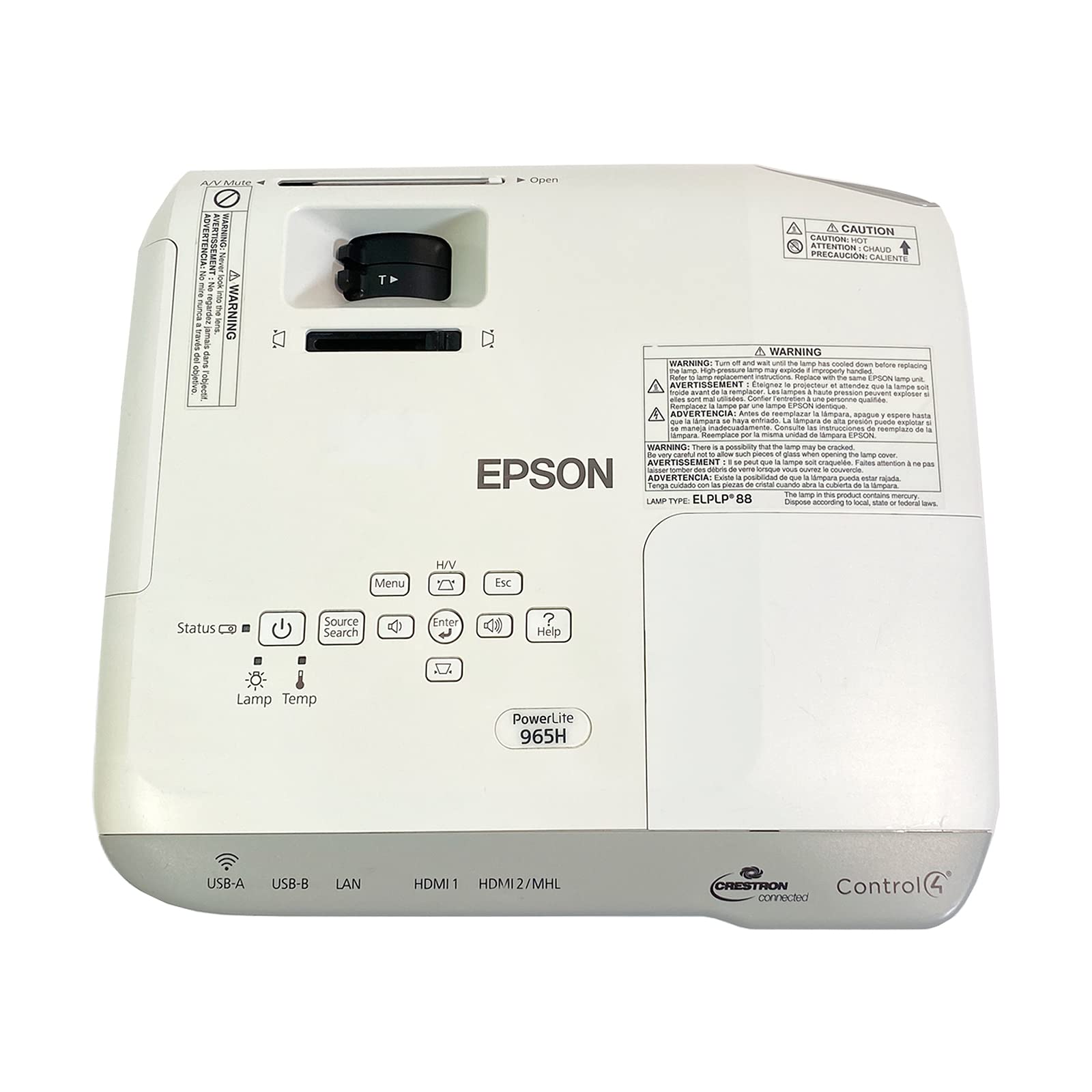 Epson PowerLite 965H 3LCD Projector 3500 ANSI Conference Room HDMI USB, Bundle: Remote Control, HDMI Cable, Power Cable