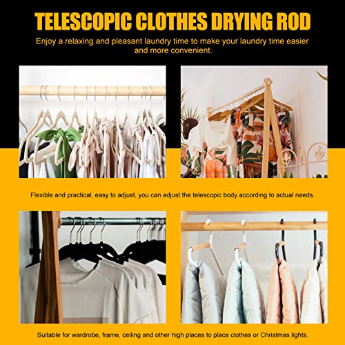 Yardwe Closet Pole with Utility Hook 50.4 Long Reach Stick Retractable Reach Stick Closet Pole Telescoping Long Pole for Clothes, Shutters, Closet, Curtain, Shelf, Ceiling, Silver