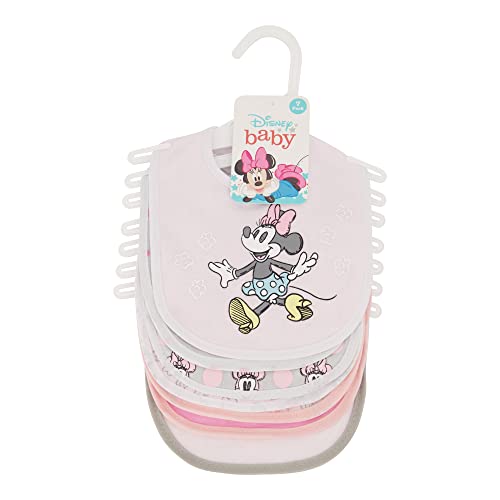 Disney 7-Pack Minnie Mouse Meadow Baby Bibs, Lightweight Feeding Teething & Drooling Infant and Toddler Cloth Bib