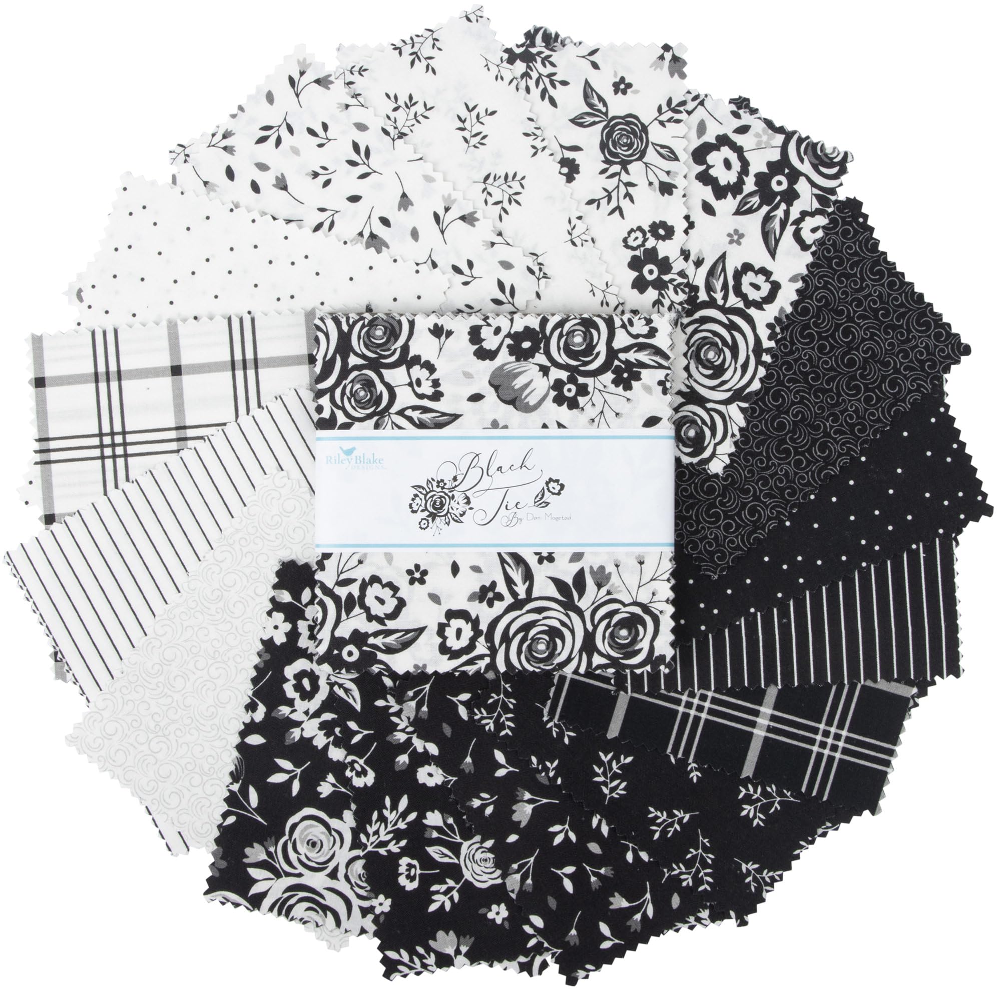 Dani Mogstad Black Tie 5" Stacker 42 5-inch Squares Charm Pack Riley Blake Designs 5-13750-42