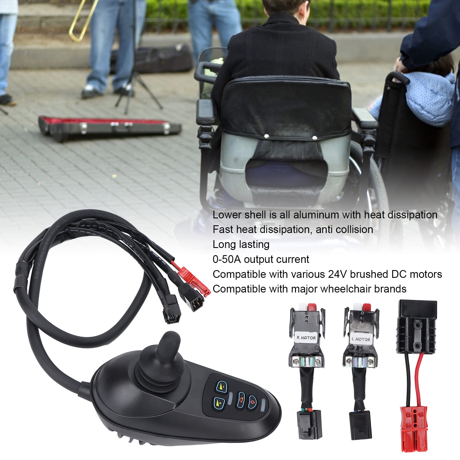 Electric Wheelchair Joystick Controller Replacement Brushed Wheel Chair Joystick Controller Electric Function-0‑50a 24v Dc Motors