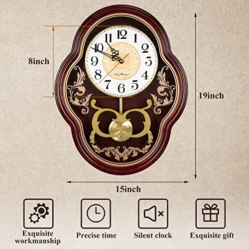 YEQKINIG Wall Clock 15 inch Large Silent Clock, Battery Powered, No Ticking Quartz Pendulum Clock,Wall Clock for Living Room Decor,Suitable for Bedroom、Bathroom、Farmhouse、Kitchen...
