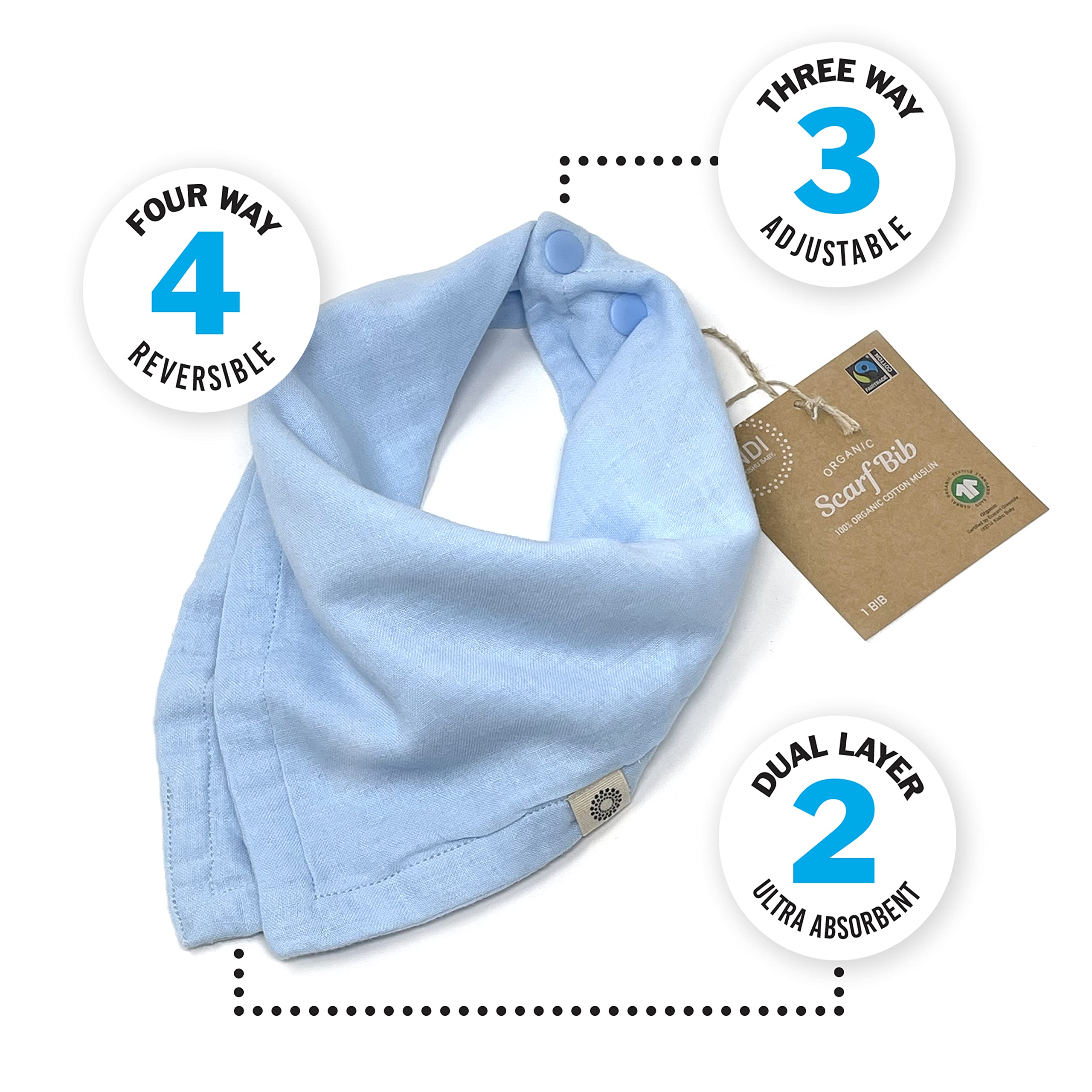Kishu Baby Indi - GOTS Organic Muslin Bandana Scarf Bibs - Set of 5 (Northwest Bundle)