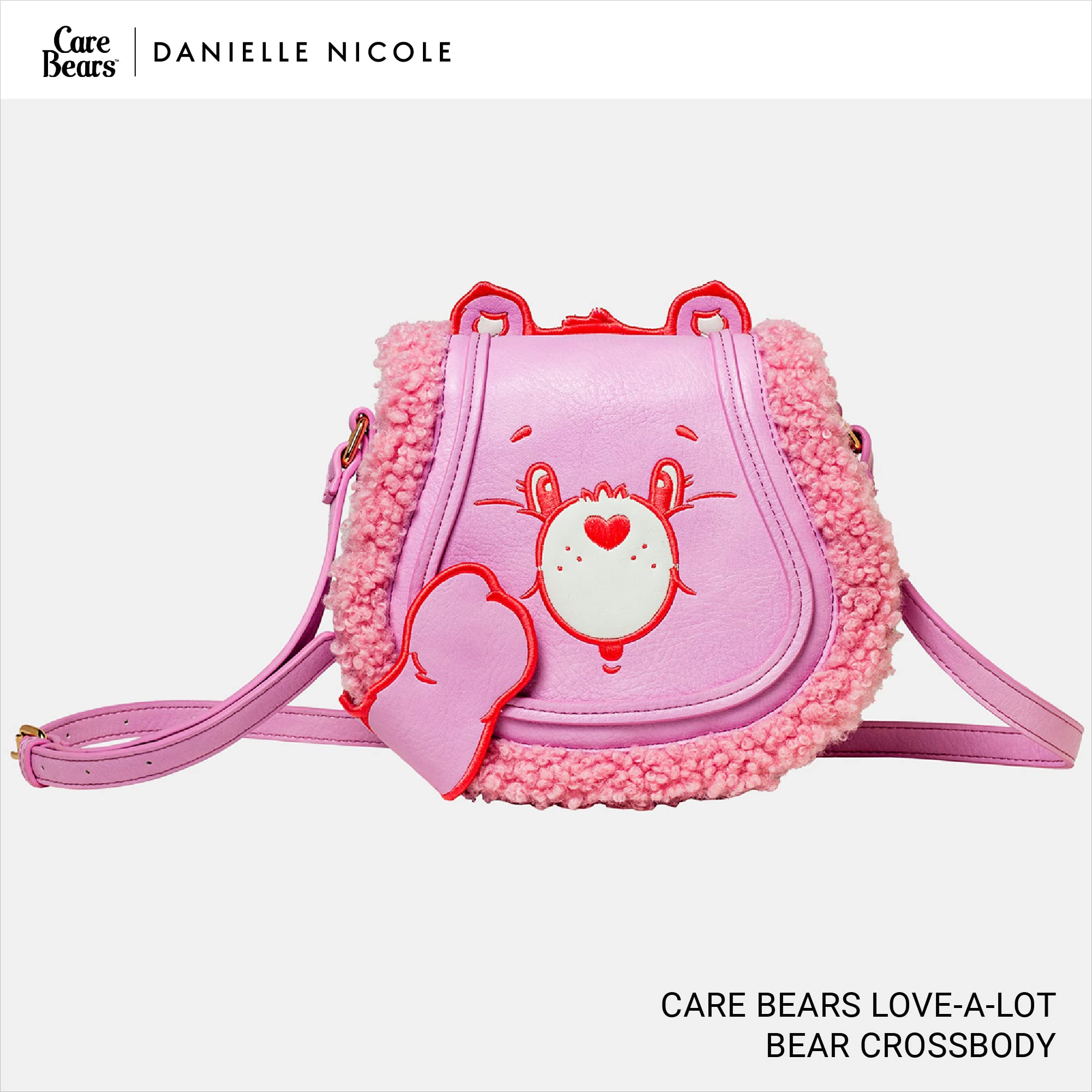Danielle Nicole Care Bears Crossbody Bag, Love-A-Lot Bear Purse, Pink