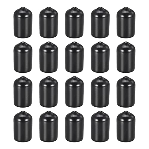 DMiotech 20 Pack 3/8" ID Black Screw Thread Protectors Rubber End Caps Bolt Covers for Screw Bolt Furniture Pipe
