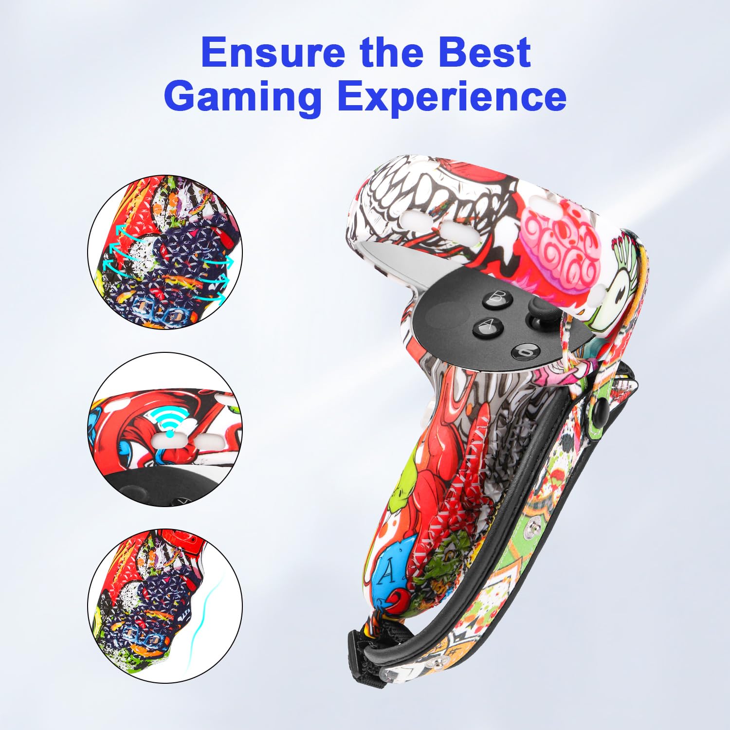 EWalos Accessories for Oculus Quest 2, VR Silicone Cover Skins for Meta Quest 2, Include Quest 2 Controller Grip Leather Cover, VR Shell Cover, Face Cover, Lens Cover and Disposable Eye Cover