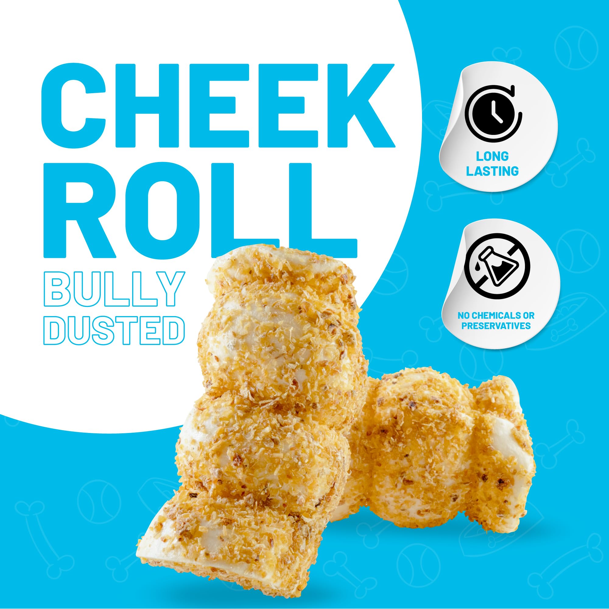 Sitka Farms Bully Dusted Beef Cheek Rolls 5-6" - 4 Count - Extra Thick Dog Chew Bones No Rawhide - Long Lasting Dog Toy - Healthy Teeth and Gums for Small Medium and Large Dogs