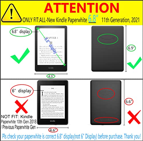 DMLuna Kindle Paperwhite Case, Fits 11th Generation 2021, 6.8”, Smart Protective Durable Premium PU Leather Cover with Auto Sleep Wake, Hand Strap, Card Slots, Magnetic Clasp, Glitter Rose