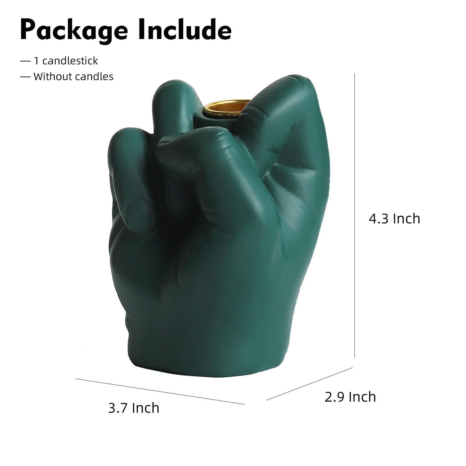 DUMEINA Funny Hand Shaped Candlestick for Taper Candles, Decorative Candle Holders for Party,Wedding,Dinning,Home Decorations,Fits 0.86 Inch Thick Candle&Led Candles(Green)