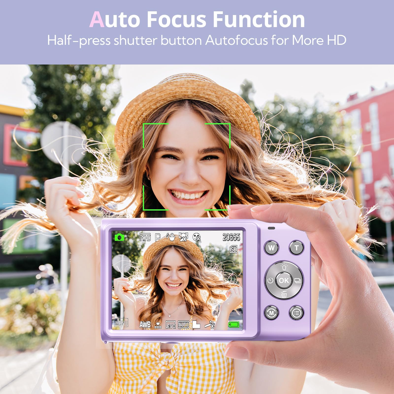 Digital Camera, Autofocus FHD 4K Vlogging Camera 48MP 16X Digital Zoom Digital Camera with 32GB Memory Card Portable Compact Small Video Camera for Teens Adult Beginner