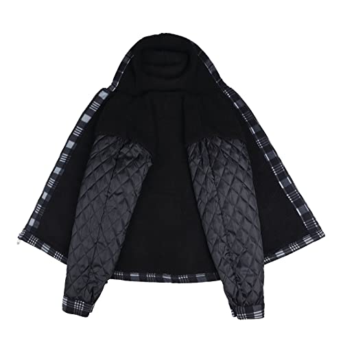 Yasumond Mens Winter Jackets Flannel Fleece Sherpa Lined Plaid Heavyweight Hooded Coats (Charcoal, XX-Large)