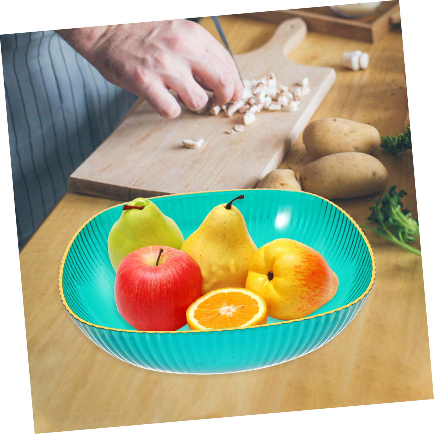 Fish Bowl Home Entertaining Fruit Bowl Plastic Dessert Bowls Large Serving Bowl with Gold Trim Fruit Basket Vegetable Bowl Snack Candy Bowl Dried Fruit Tray for Kitchen Candy Dish