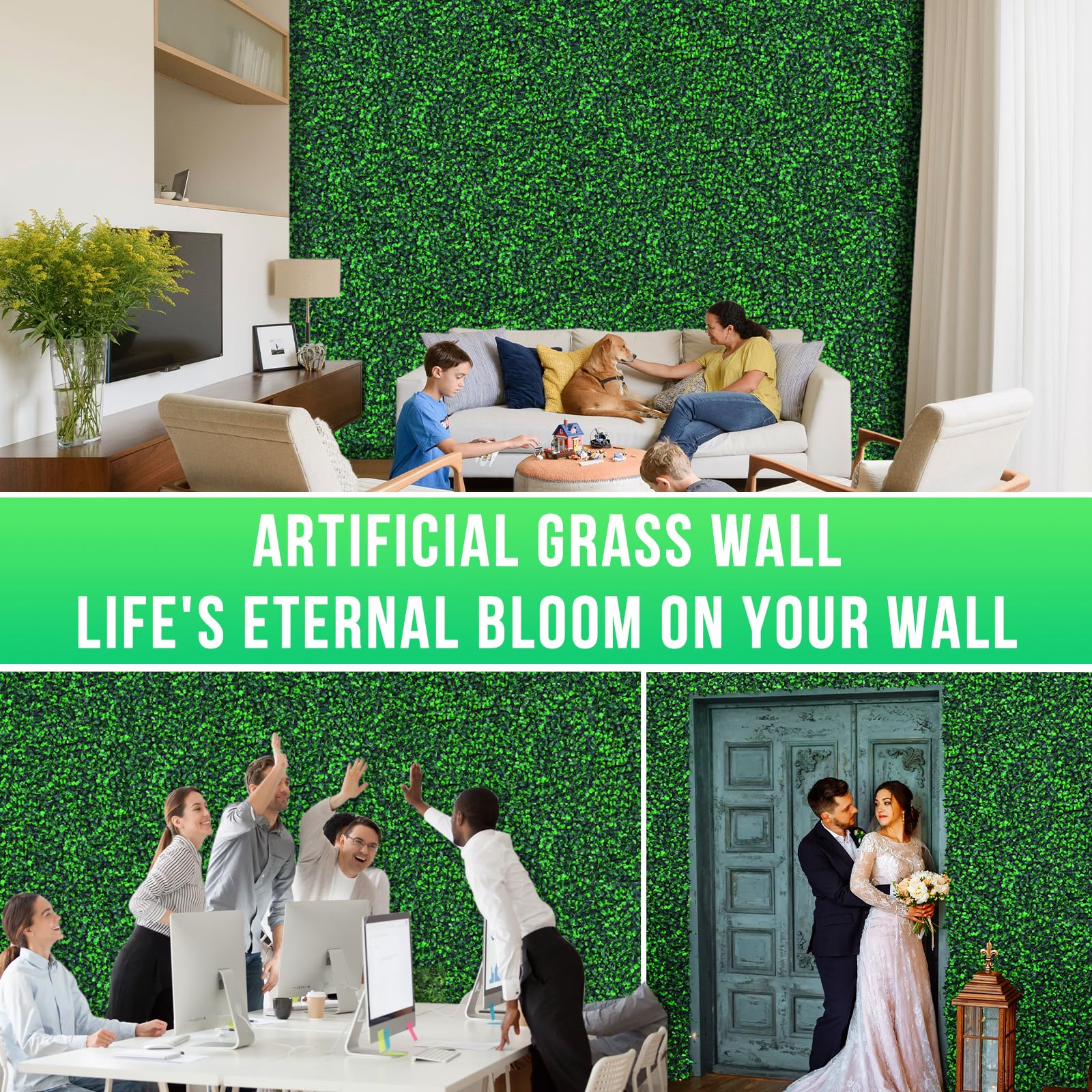 Grooy 12PCS Boxwood Panels, 20"x20" Grass Wall, Plant Wall, Grass Backdrop Wall, Privacy Screen, Sun Protected Green Wall Decor Outdoor, Indoor, Garden, Backyard and Décor