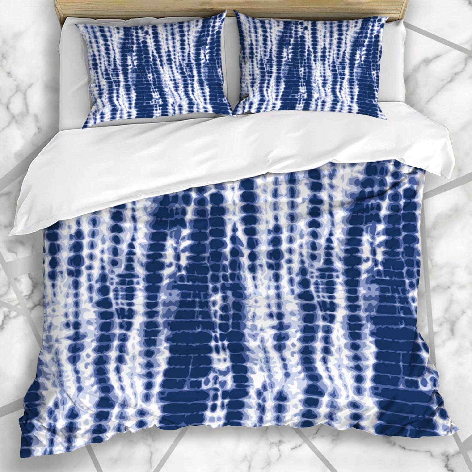 Traditional Jaipur Shibori Indigo Blue Duvet Cover King/Twin Size, Indian Cotton Throw Doona Cover, Bohemian Boho Quilt Comforter Cover (King Size 90x108 Inches)