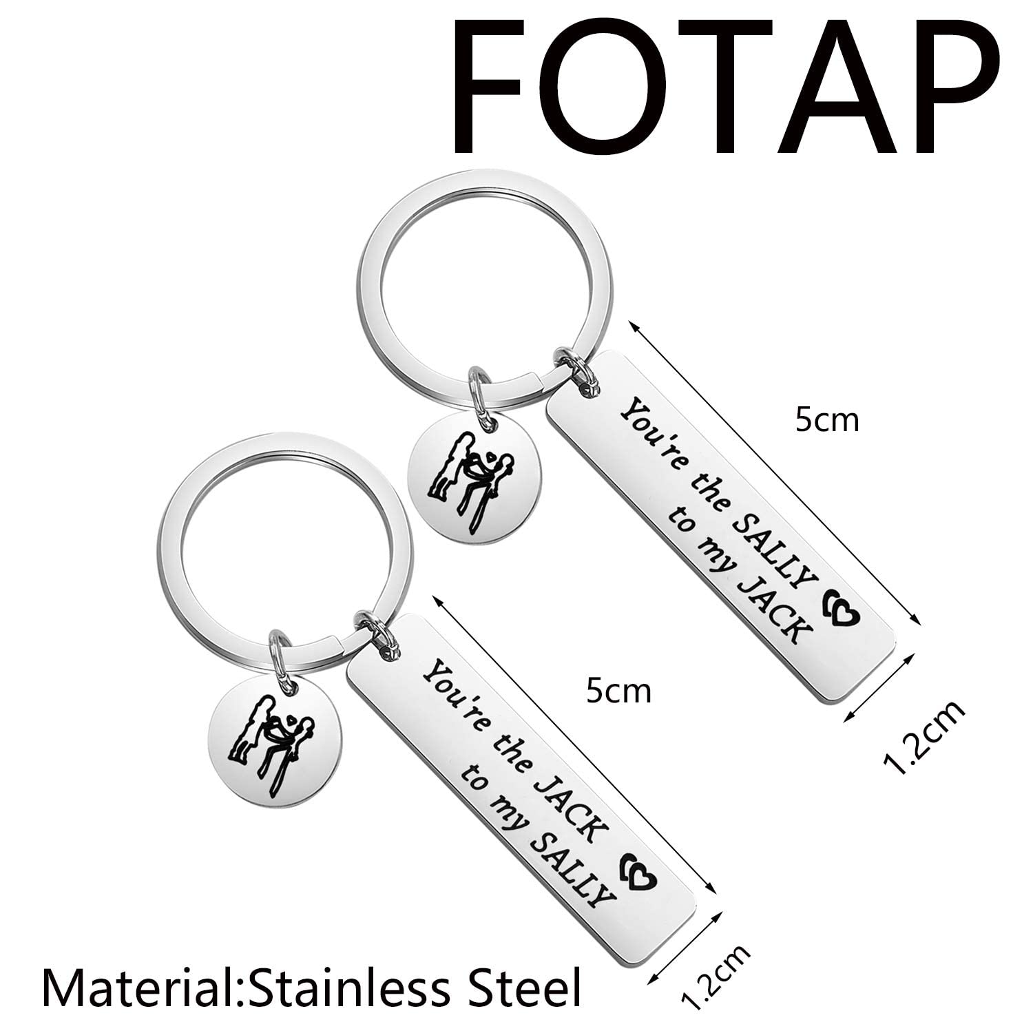 FOTAP Jack and Sally Inspired Gift Skull Jack and Sally Gift Jack Skellington & Sally Jewelry Couples Matching Gift (Jack and Sally 2key)