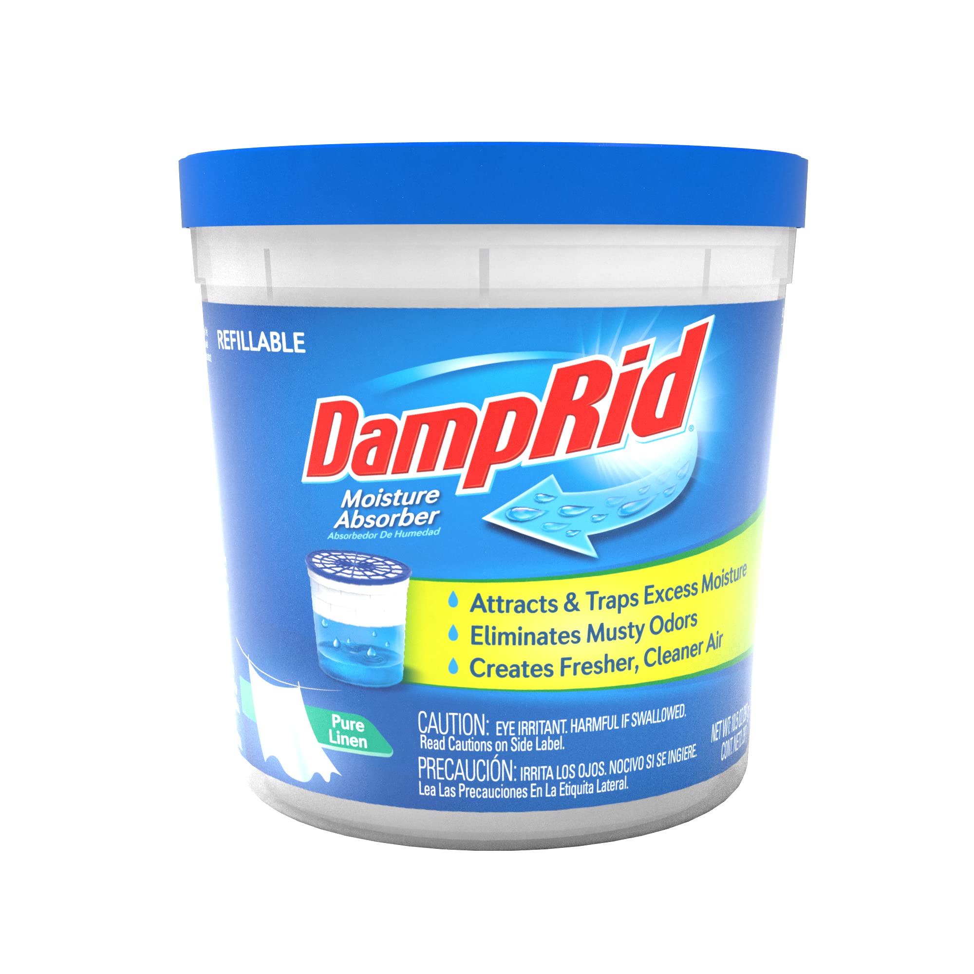 DampRid Pure Linen Refillable Moisture Absorber - 10.5oz cup – Traps Moisture for Fresher, Cleaner Air