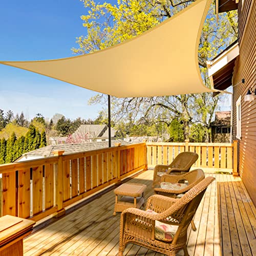 MR. COVER Sun Shade Sail 10 x 13 ft Rectangle for Patio Garden Backyard Outdoor Facility, Rip-Resistant & UV-Block, Double Stitched, Sand Color
