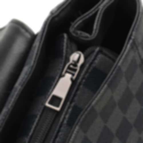 Teslawi Fashion PU leather schoolbag laptop bag leisure business travel multi-functional backpack, college schoolbag (Black)