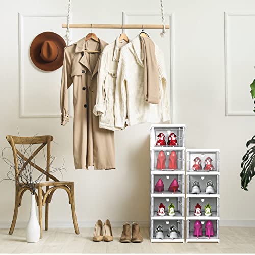Solid Plastic Not Flimsy 5 Layers Foldable Shoe Storage Boxes or Sneaker Storage Boxes - Easy Installation- All-in-One Clear Shoe Box with Doors - Space Saving Shoe Boxes or Shoe Organizer By Utopia Home