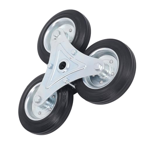 Fafeicy Stair Climbing Wheel, 6 Inch 300LBS Load Capacity Triangular Rubber Caster, Slip Resistant, Galvanized Iron Hub, Solid Tire for Stairs, Fafeicycpav6mgnh1