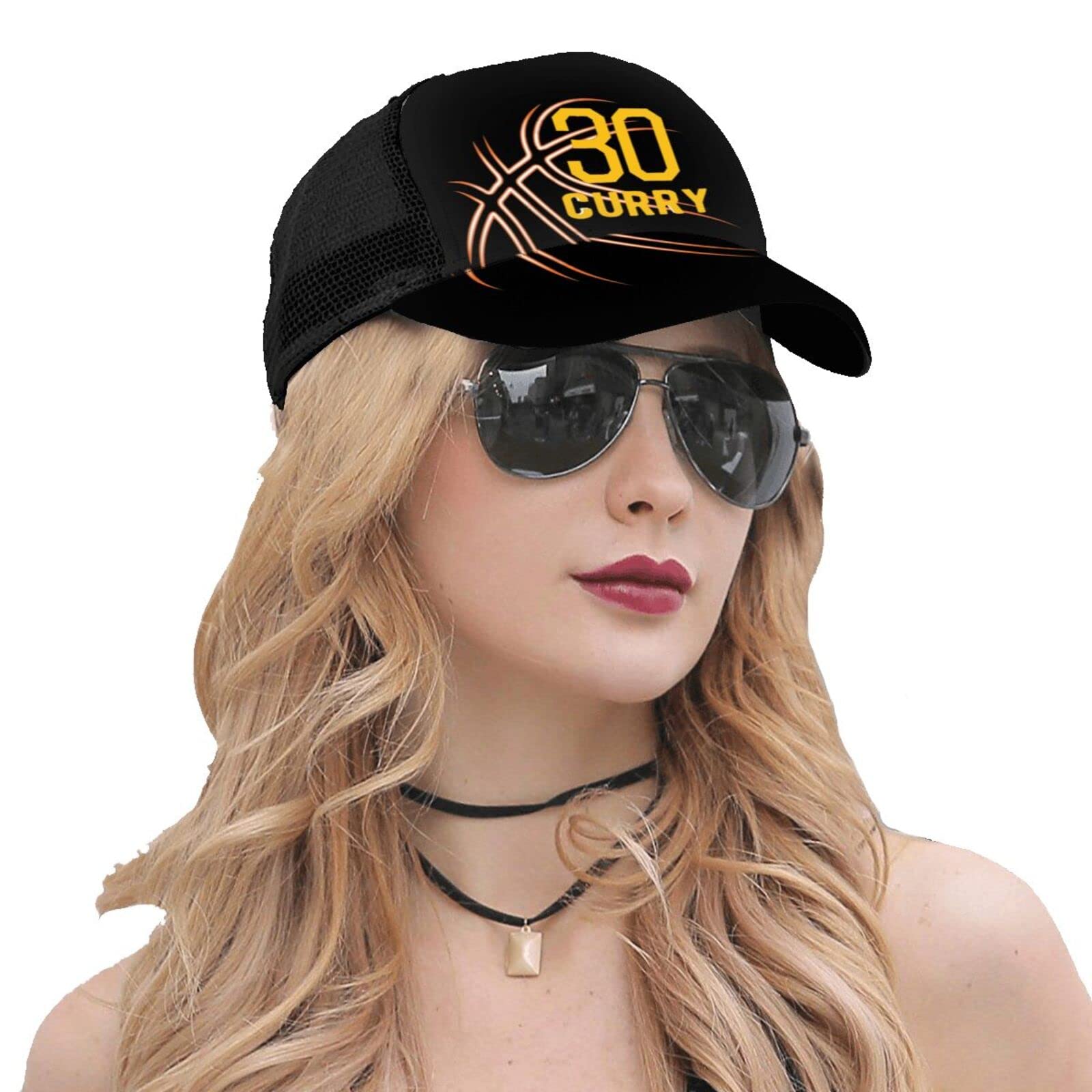 Elehuv Basketball Curry Adult Trucker Hats for Men Women, Adjustable Baseball Cap, Fitted Snapback Hat Dad Hat Golf Hat Black