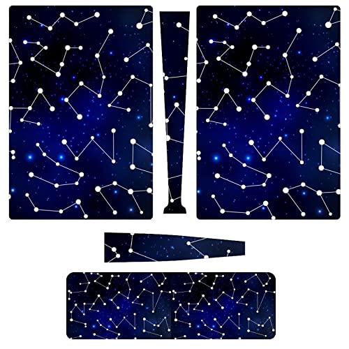 Galaxy Constellation Full Protective Skin Cover Design Wrap Decal Sticker Compatible with PS5 Digital Edition Console and Controller