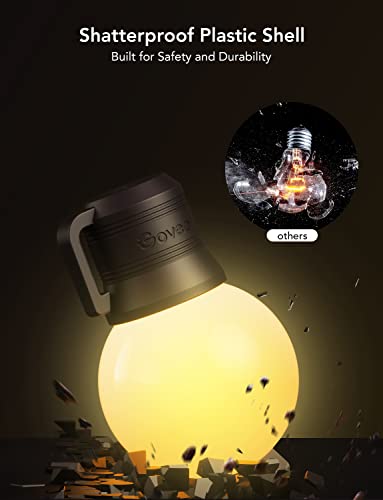 Govee Outdoor Lights, 50ft G40 APP Control String Lights with 6 Scene Modes, IP65 Waterproof Shatterproof Outdoor String Lights with 25 Dimmable Warm White LED Bulbs for Balcony, Backyard, Party