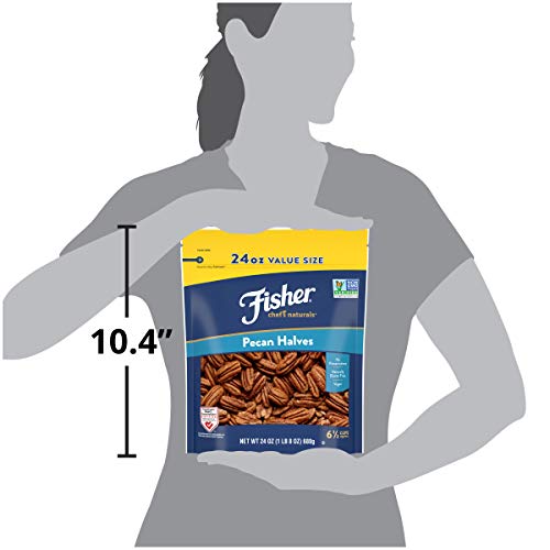 Fisher Chef's Naturals Pecan Halves 24oz (Pack of 1), Unsalted Raw Nuts for Cooking, Baking & Snacking, Vegan Protein, Keto Snack, Gluten Free