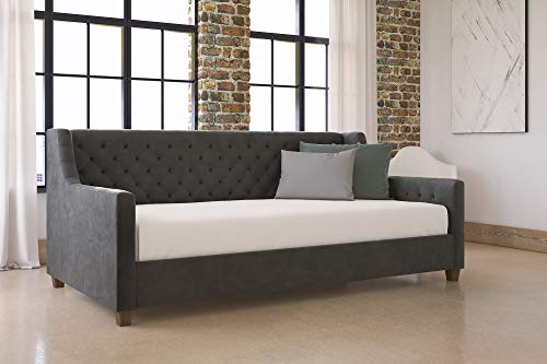 DHP Jordyn Diamond Tufted Upholstered Daybed/ Sofa Bed, Twin Size Frame, Gray Velvet
