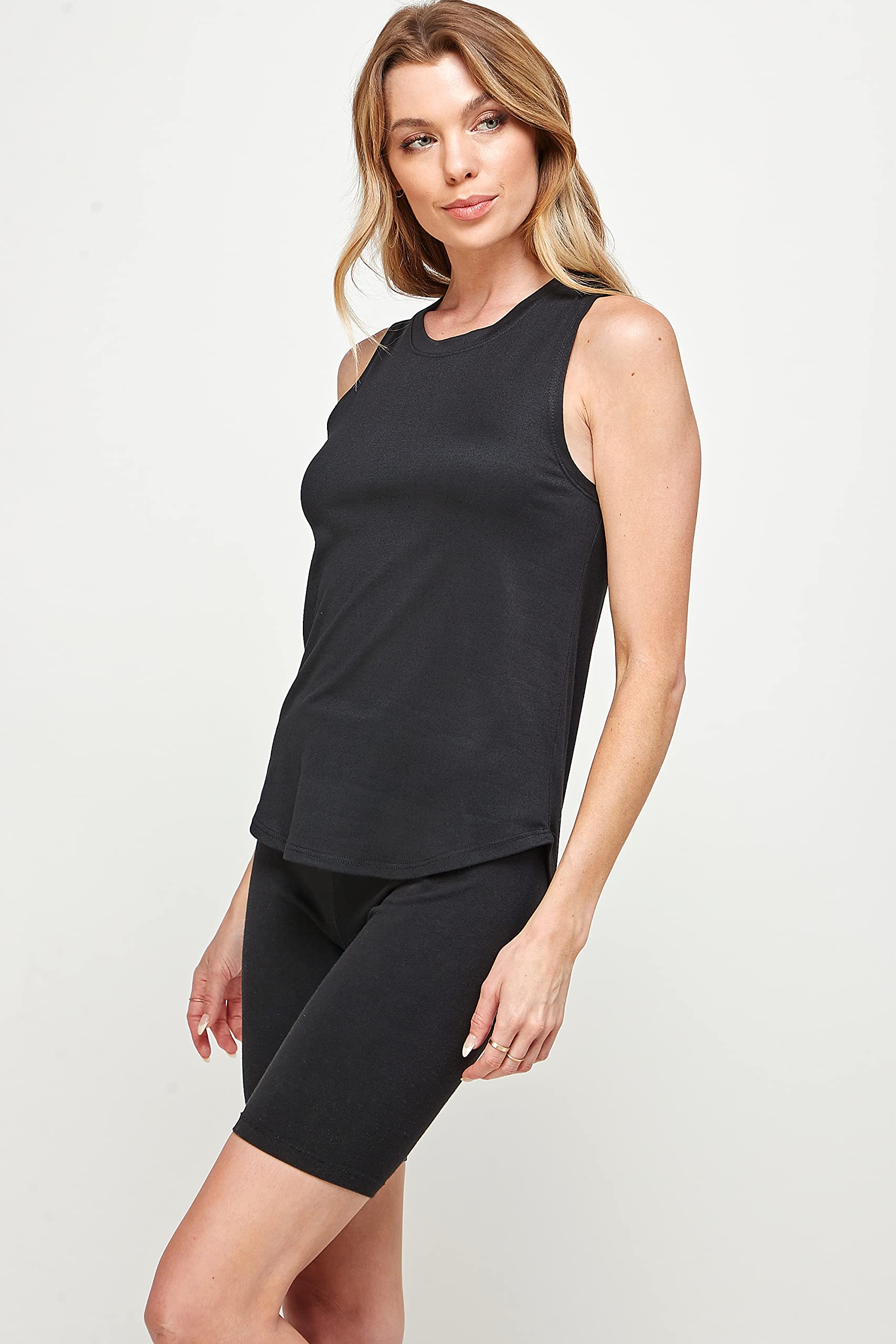 EUNANARA Women’s Muscle Tank Top – Sleeveless Casual Basic Soft A-Line Active Yoga Workout Lounge T Shirts Made in USA UX8853 Black XL