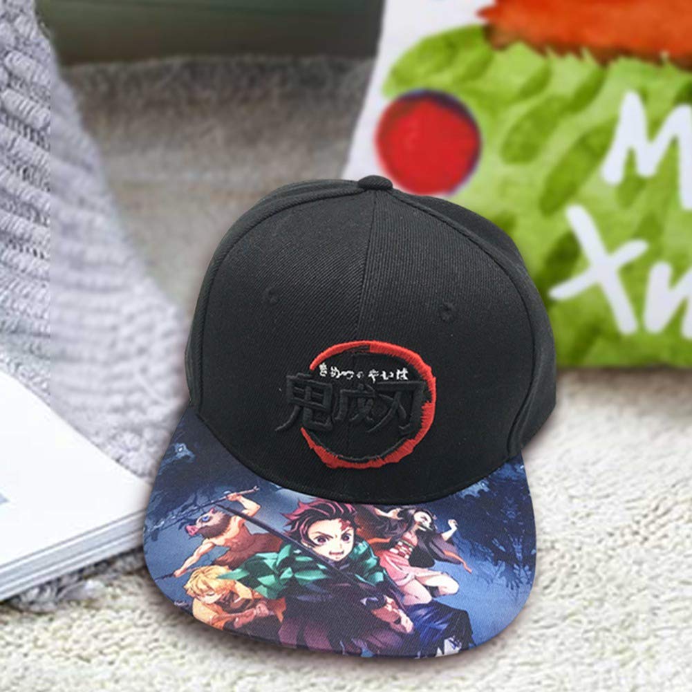 Donahuewangxiaojiao Anime Demon Slayer Baseball Cap Print Adjustable Hat, Best Gift for Fans,Black&red,1-5 18