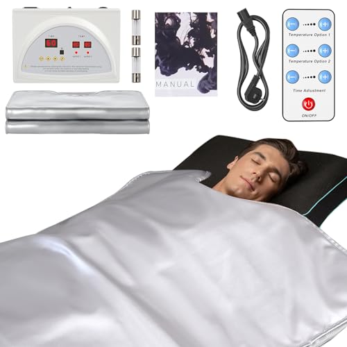InLoveArts Far Infrared Sauna Blanket for Home Detoxification - Portable Infrared Sauna Silver, at Home Sauna Full Body Higher Dose Infrared Sauna Blanket, Relax Your Body and Mind