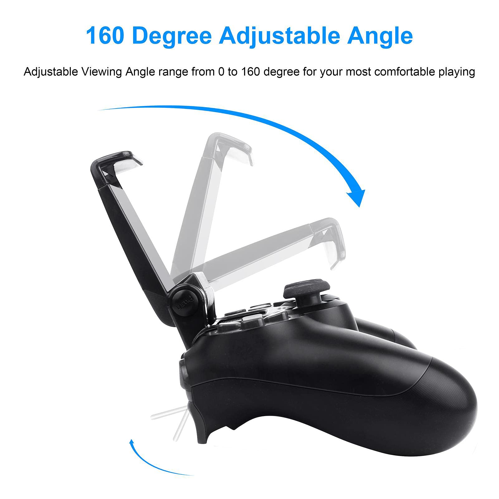 DEMOORY PS4 Controller Phone Mount Clip Holder for Remote Play, Adjustable Mobile Android/iOS Smartphone Gaming Clamp Stand Grip Bracket Compatible with Playstation 4/Slim/Pro Controller, Black
