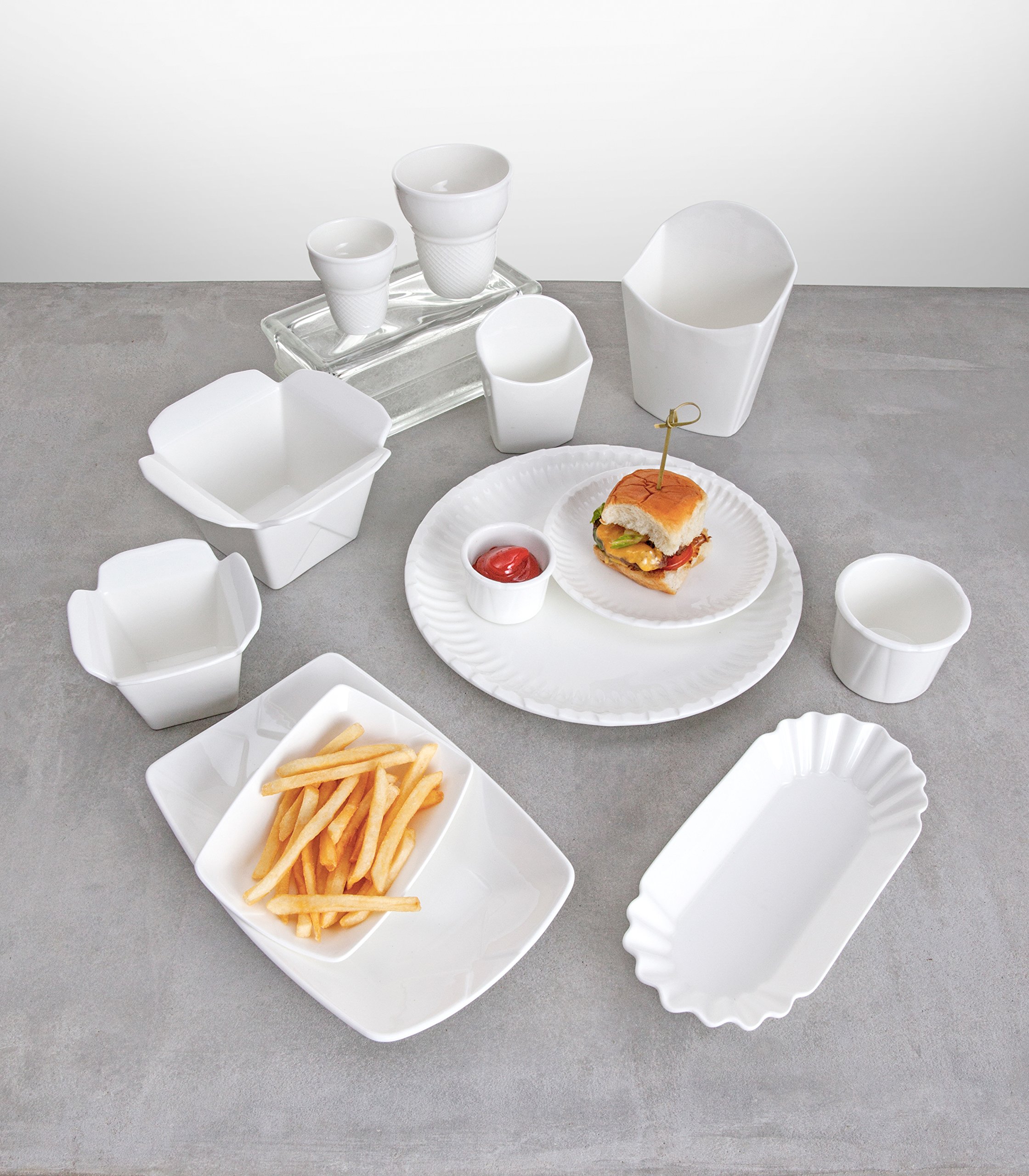 Fortessa Fortaluxe Food Truck Chic Large Serving Boat Plate, 8.5 x 6-Inch, Set of 4