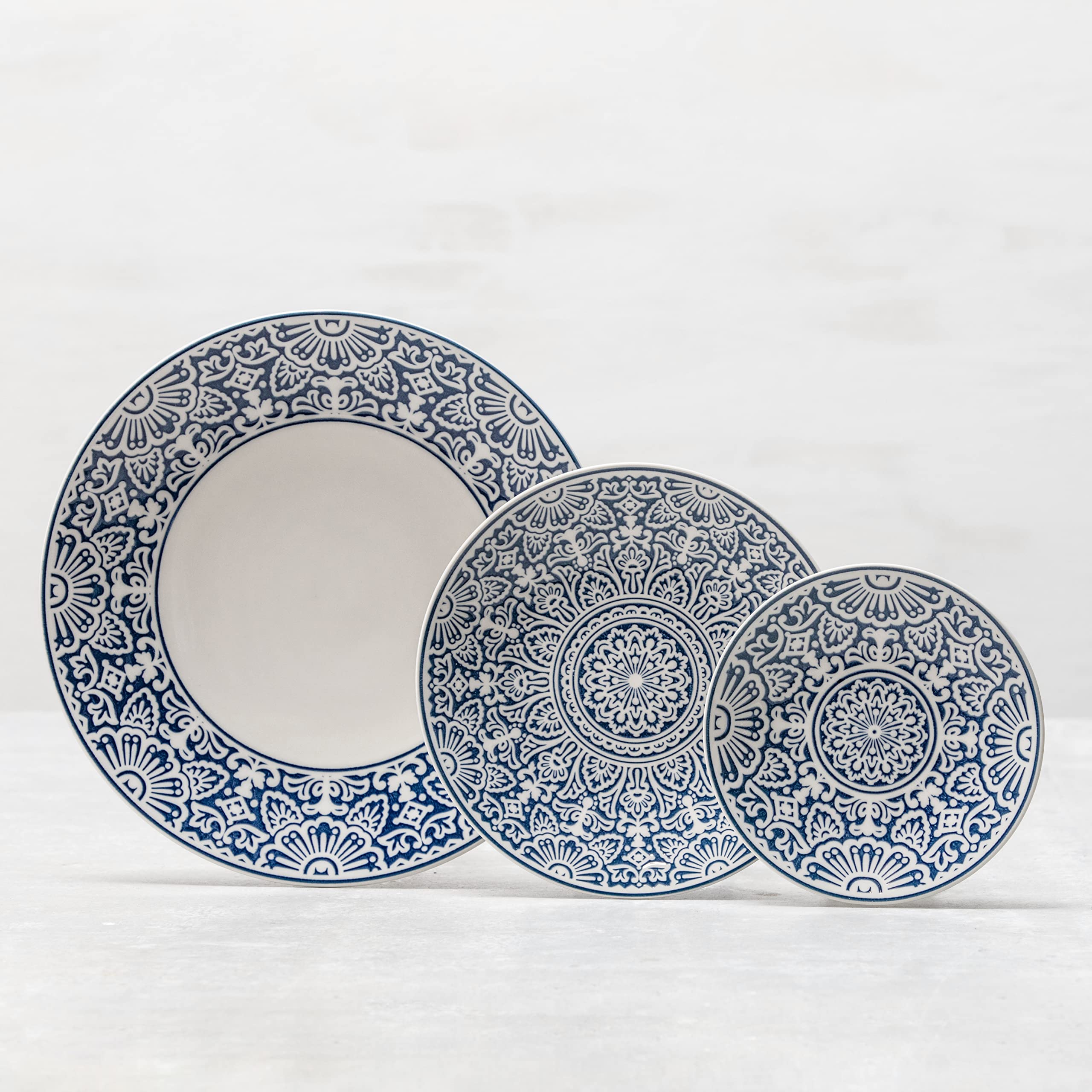 Fortessa Havana Vitrified China Coupe Rimless Plate 4 Pack, Blue, Bread and Butter Plate, 6.25 Inch