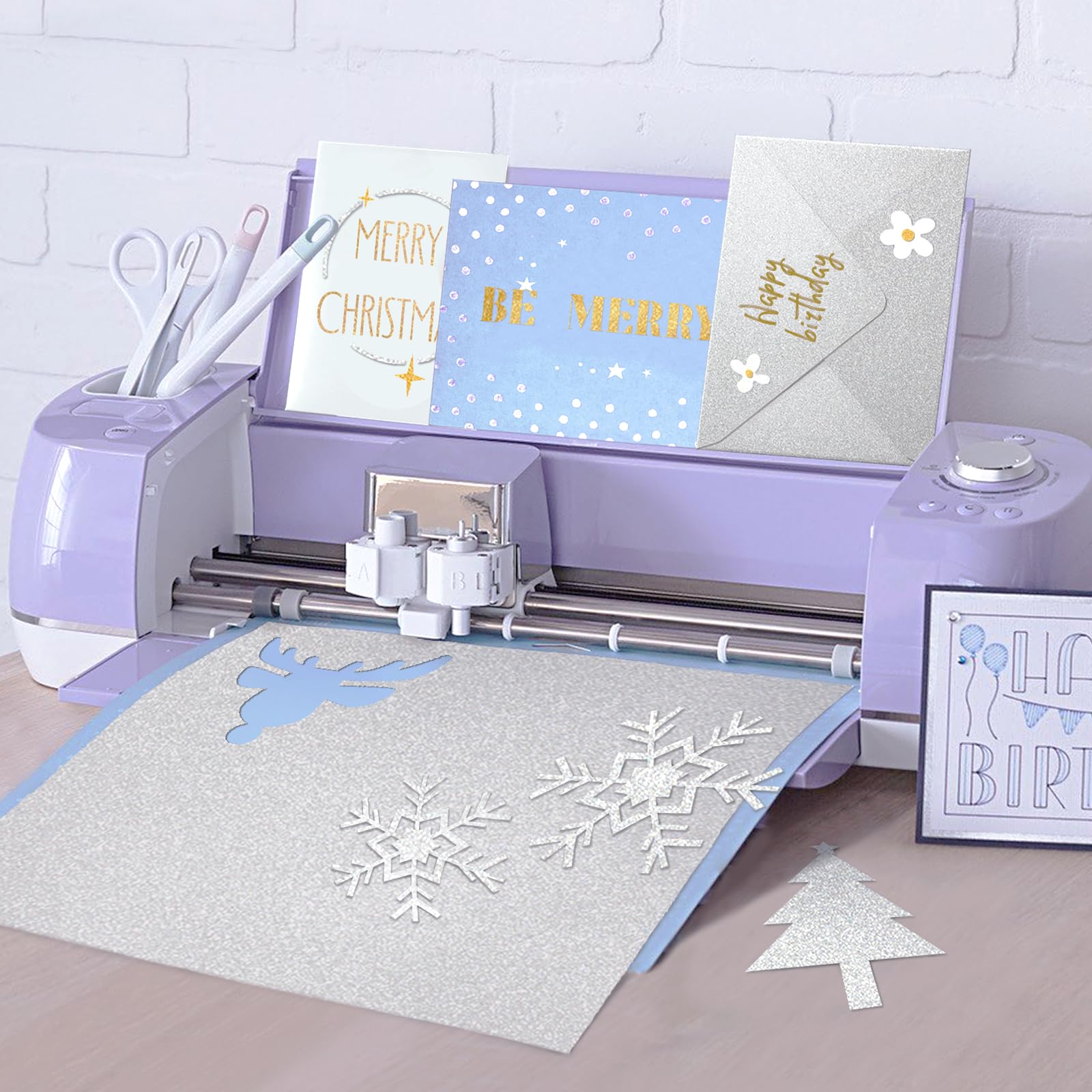 Double-sided Silver Glitter Cardstock 12x12 for Cricut - Goefun 24 Sheets 12x12 Silver Cardstock, 300 GSM/110LB Silver Glitter Paper for Crafts, Christmas, Anniversary