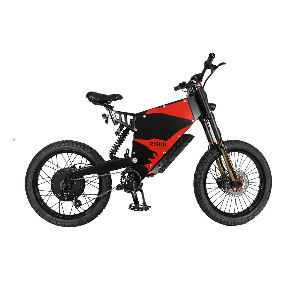 CONHIS MOTOR Exclusive Customized FC-1 Bomber Electric Bicycle Frame Mountain Ebike 72V 3000W Motor Black Frame with Rear Shock