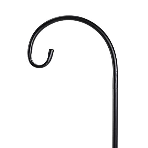 GSM Brands Shepherds Hook 65 Inch, Black, Adjustable Design.5 Thick Yard Decor for Hanging Up to 20 lbs.