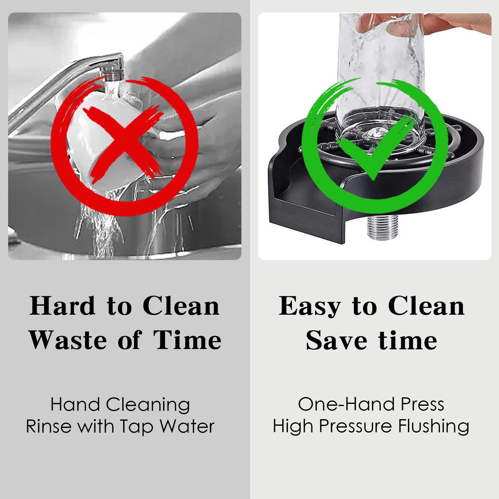 Kitchen Sink Glass Washer, Glass Washer Accessories Bar Glass Washer Faucet Bottle Washer, Kitchen Sink Automatic Washing Device (Silver)