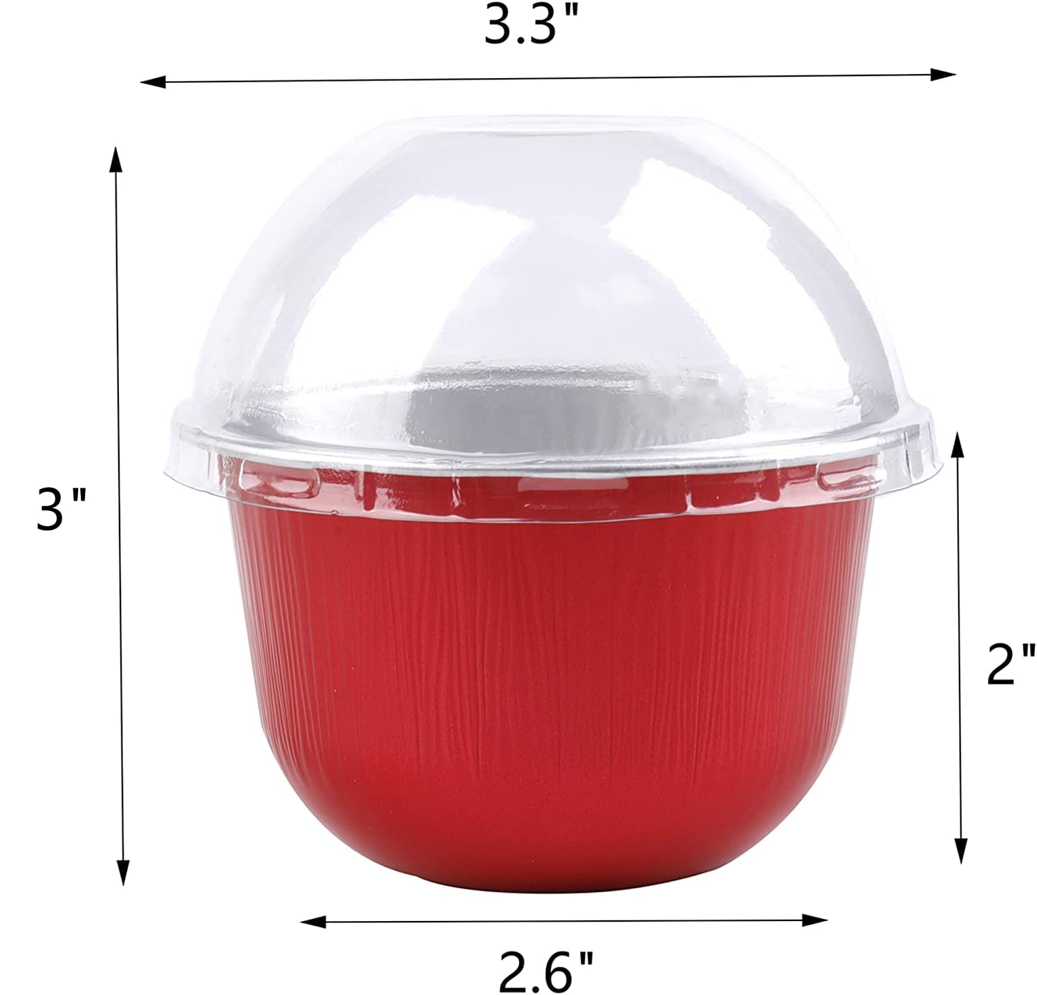 Hacaroa 100 Pcs Aluminum Foil Baking Cups with Dome Lids, 6 Oz Disposable Cupcake Liners Ramekins, Reusable Mini Muffin Case Dessert Containers for Wedding, Birthday, Party, 2 Colors