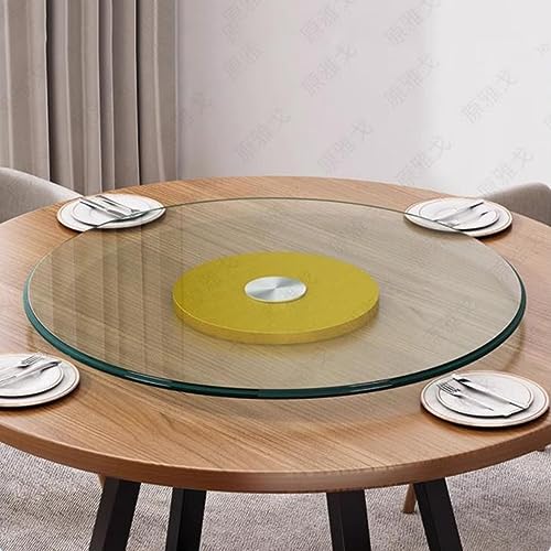 DOUKI Tempered Glass Lazy Susan Turntable, 39inch Clear Tabletop Rotating Serving Tray, Round Large Rotating Tray For Dining Table, Easy To Share Food (Color : Gold, Size : 70cm(28inch))
